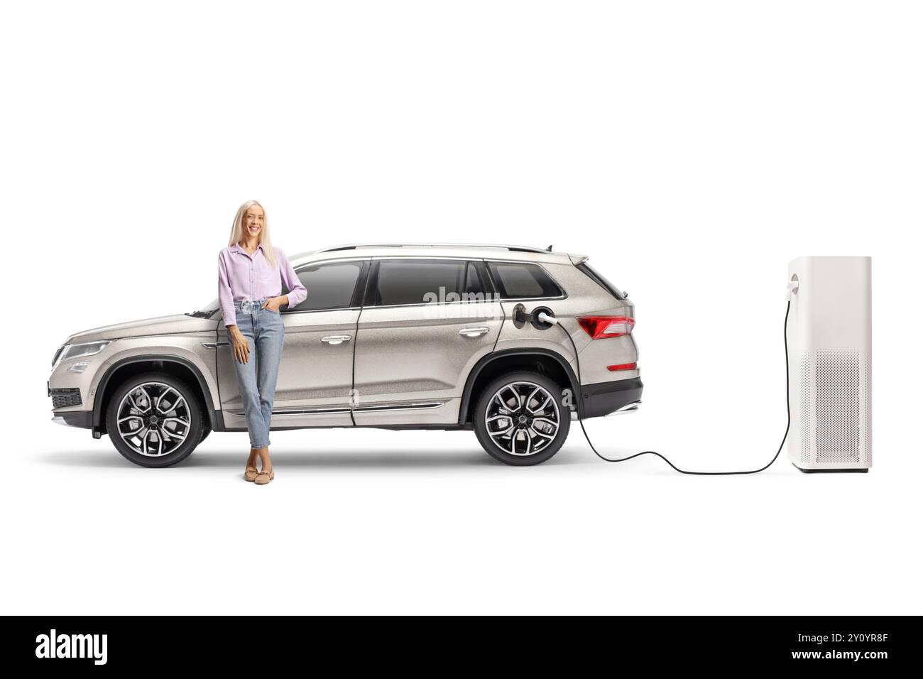 Driver charging electric vehicle Cut Out Stock Images & Pictures - Alamy