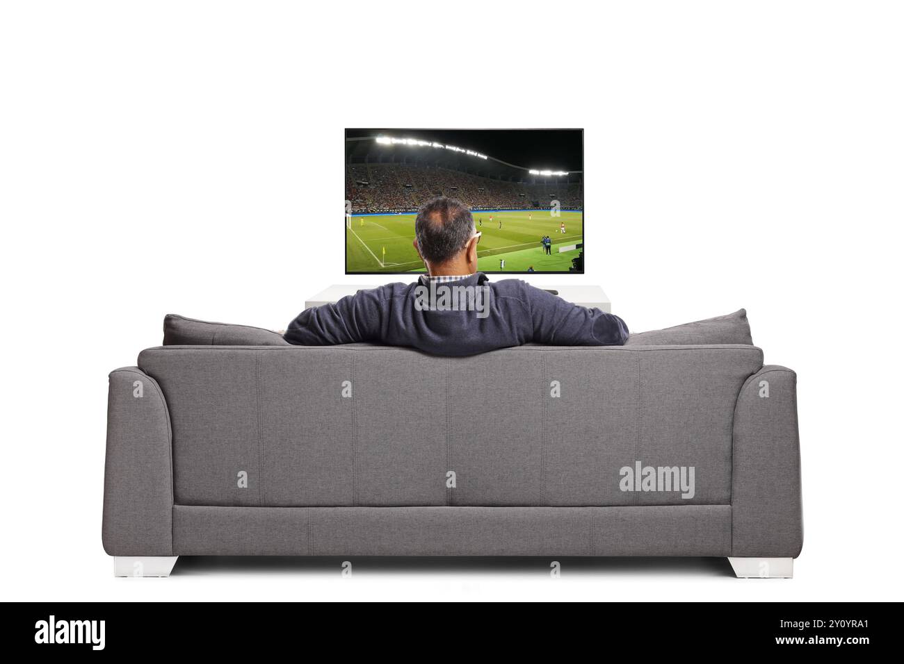 Man watching tv back view sofa Cut Out Stock Images & Pictures - Alamy