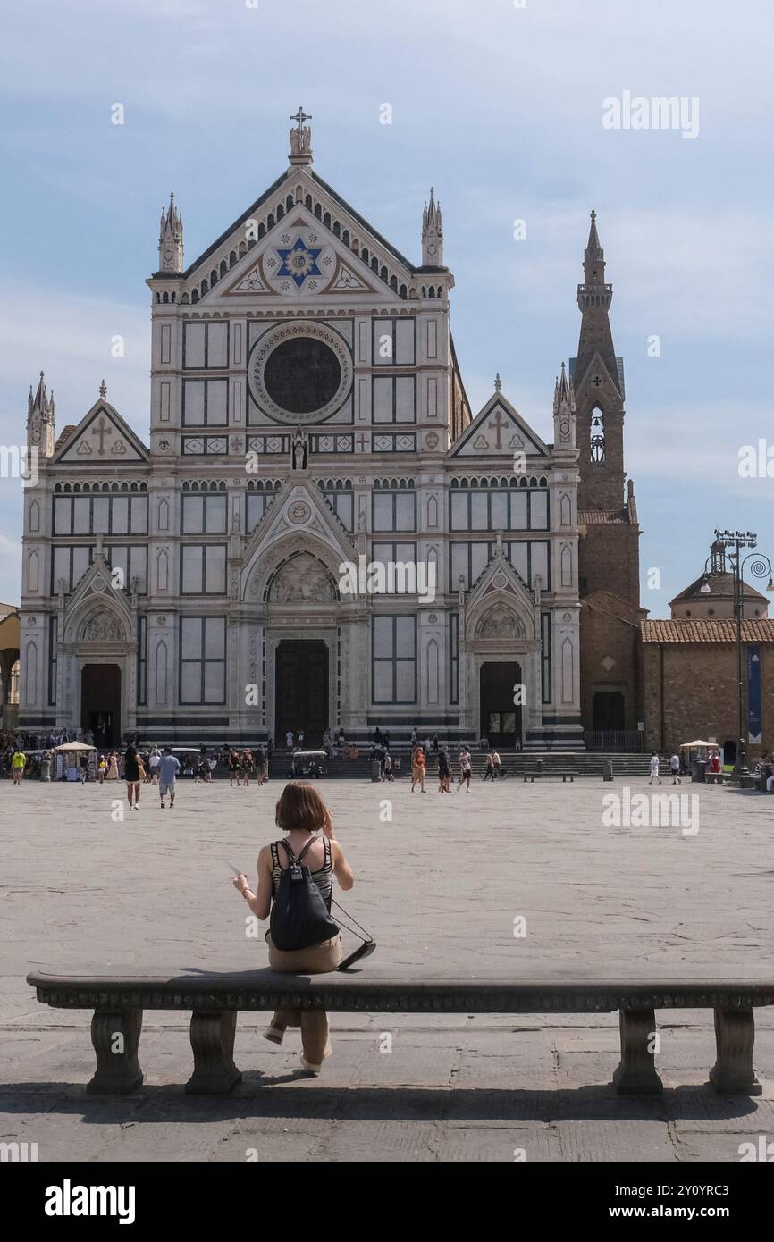 General view of Santa Croce Place, at the end of the square the church ...