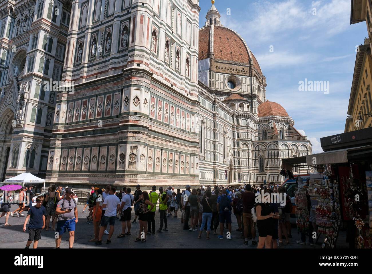 General view of Giotto's bell tower and the cathedral of Florence with ...