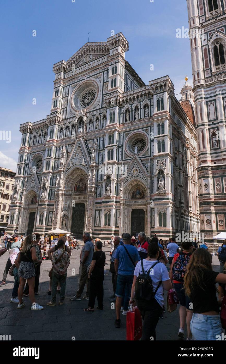 General view of Giotto's bell tower and the cathedral of Florence ...