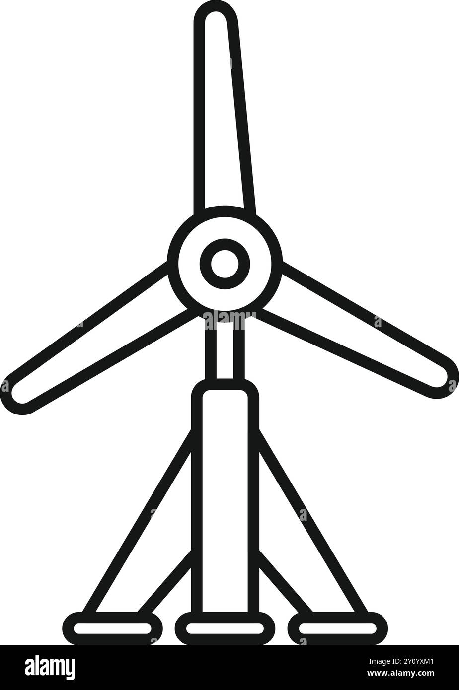 Simple and modern line icon illustration of a wind turbine converting ...
