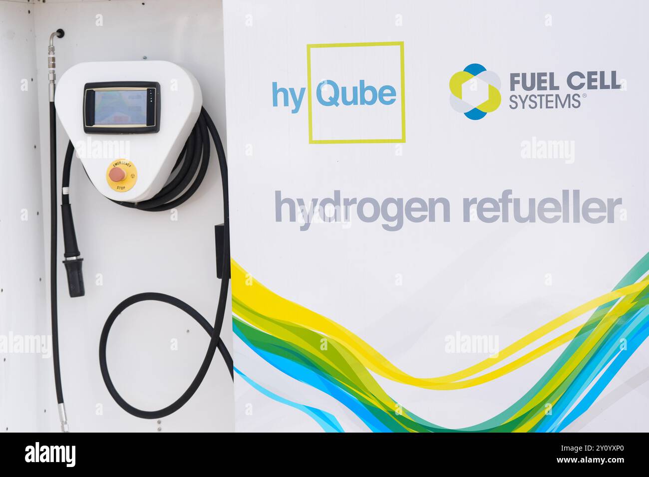 A hydrogen refueller on display during a sustainability event at the ...