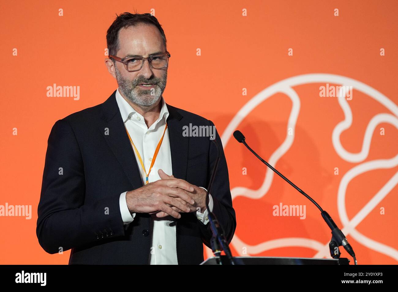 Co-founder and CEO of JetZero, Tom O'Leary, speaks during a ...