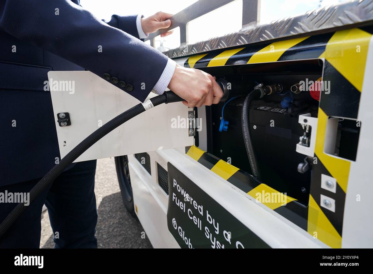 A hydrogen refueller demonstration during a sustainability event at the ...