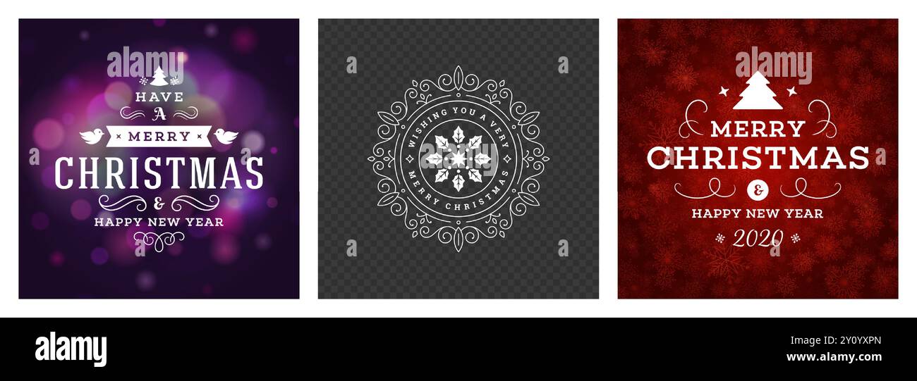 Christmas photo overlays vintage typographic design, ornate decorations ...