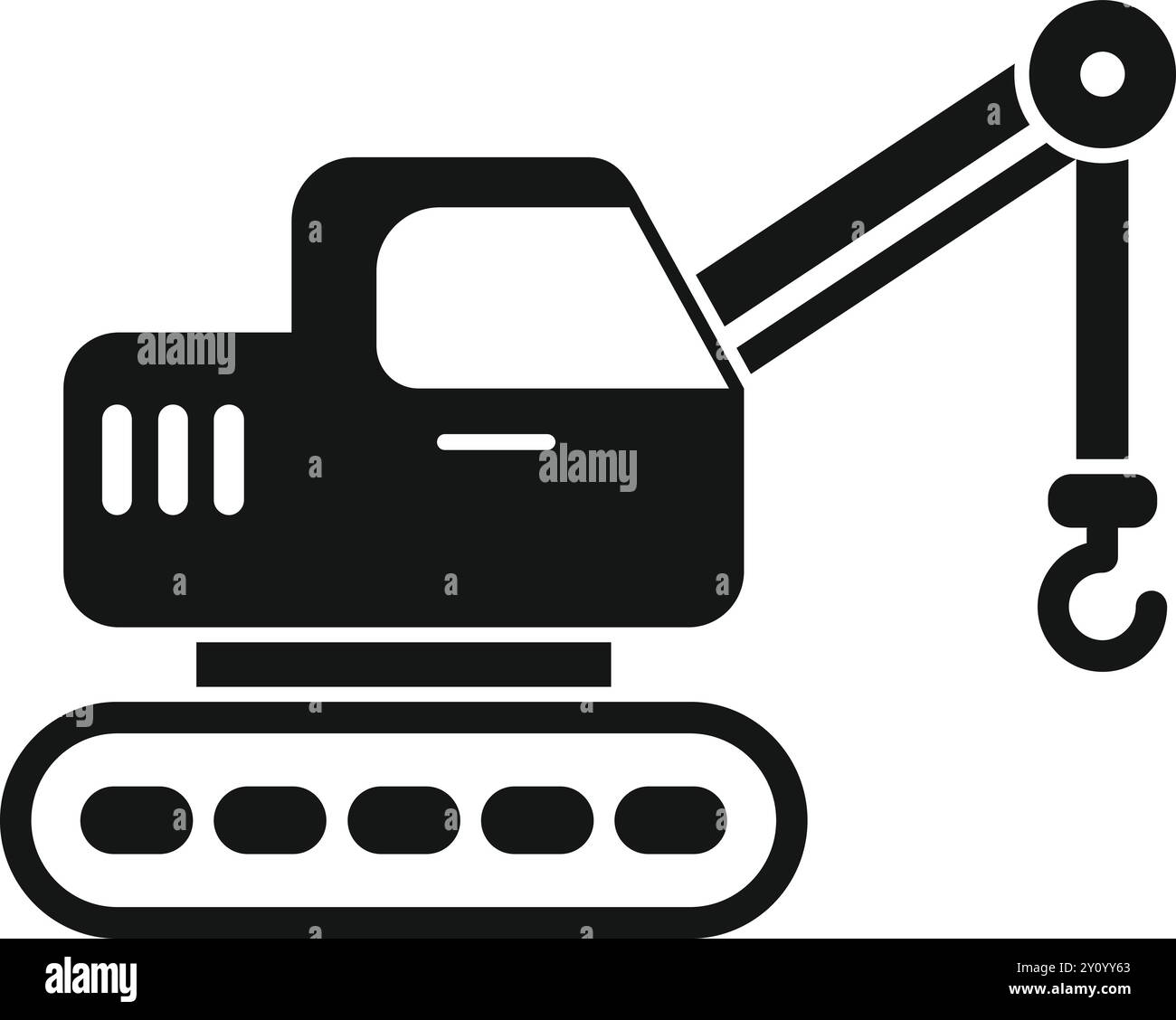 Crawler crane lifting with hook simple icon in black solid style Stock ...
