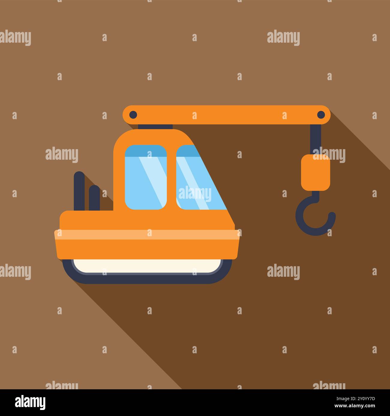 Orange crawler crane lifting with hook, construction machinery used for ...