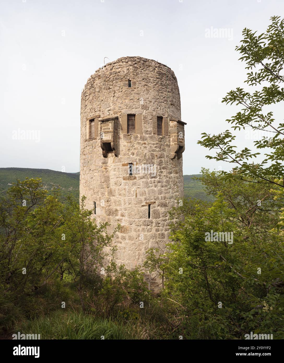 Defence Tower of Podpeč, a medieval fortification in Slovenia, with ...