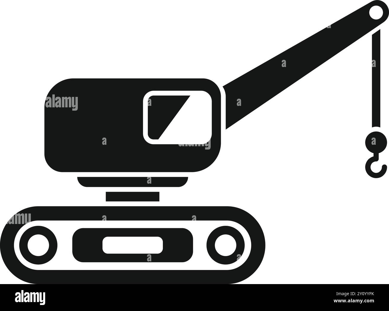Simple vector icon of a crawler crane lifting with its hook extended ...