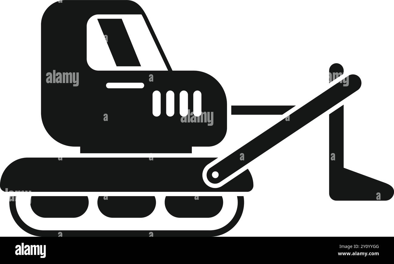 Small bulldozer with caterpillar wheels moving earth on a construction ...