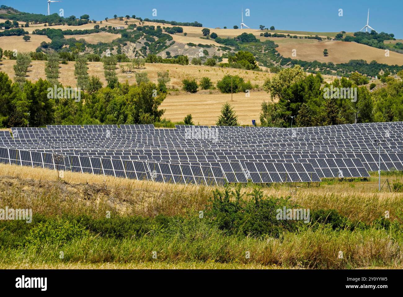 Examples of eco-sustainable energy production, photovoltaic panels and ...