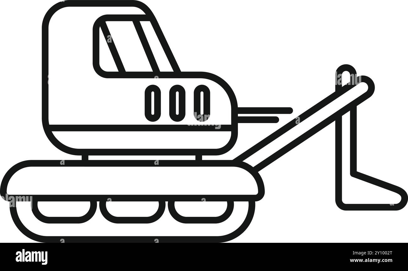 Simple line drawing of a small bulldozer working on a construction site ...
