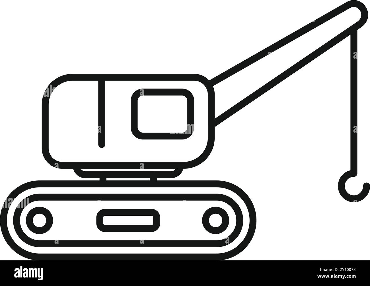 Simple vector icon of a crawler crane lifting building materials on a ...