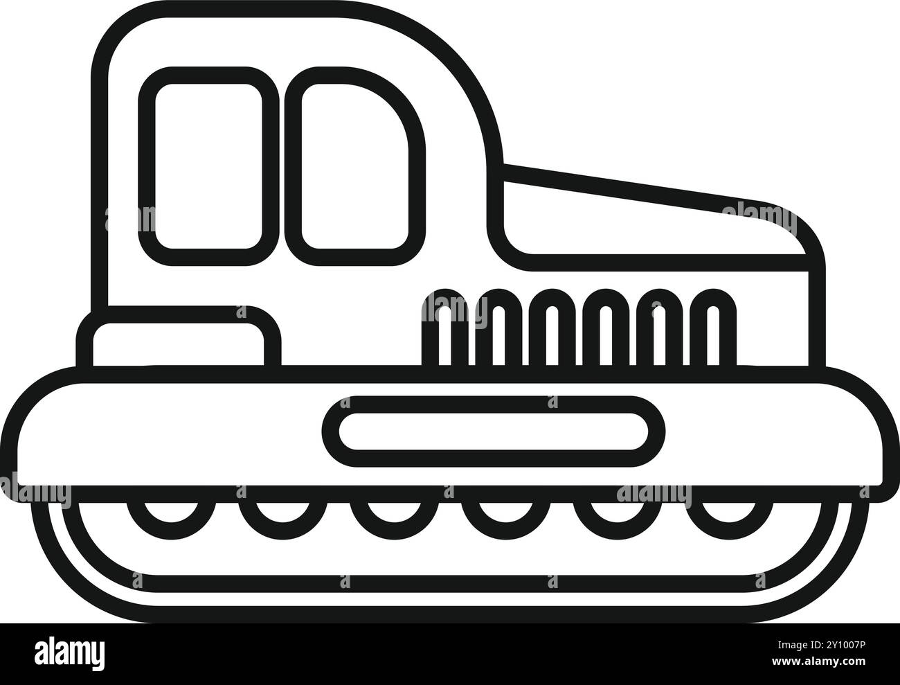 Simple line drawing of a snowcat, a specialized vehicle designed for ...
