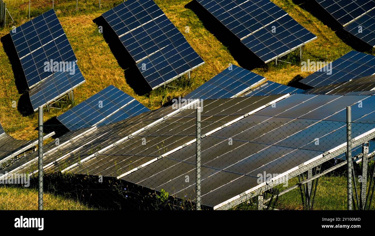 Examples of eco-sustainable energy production, photovoltaic panels and ...