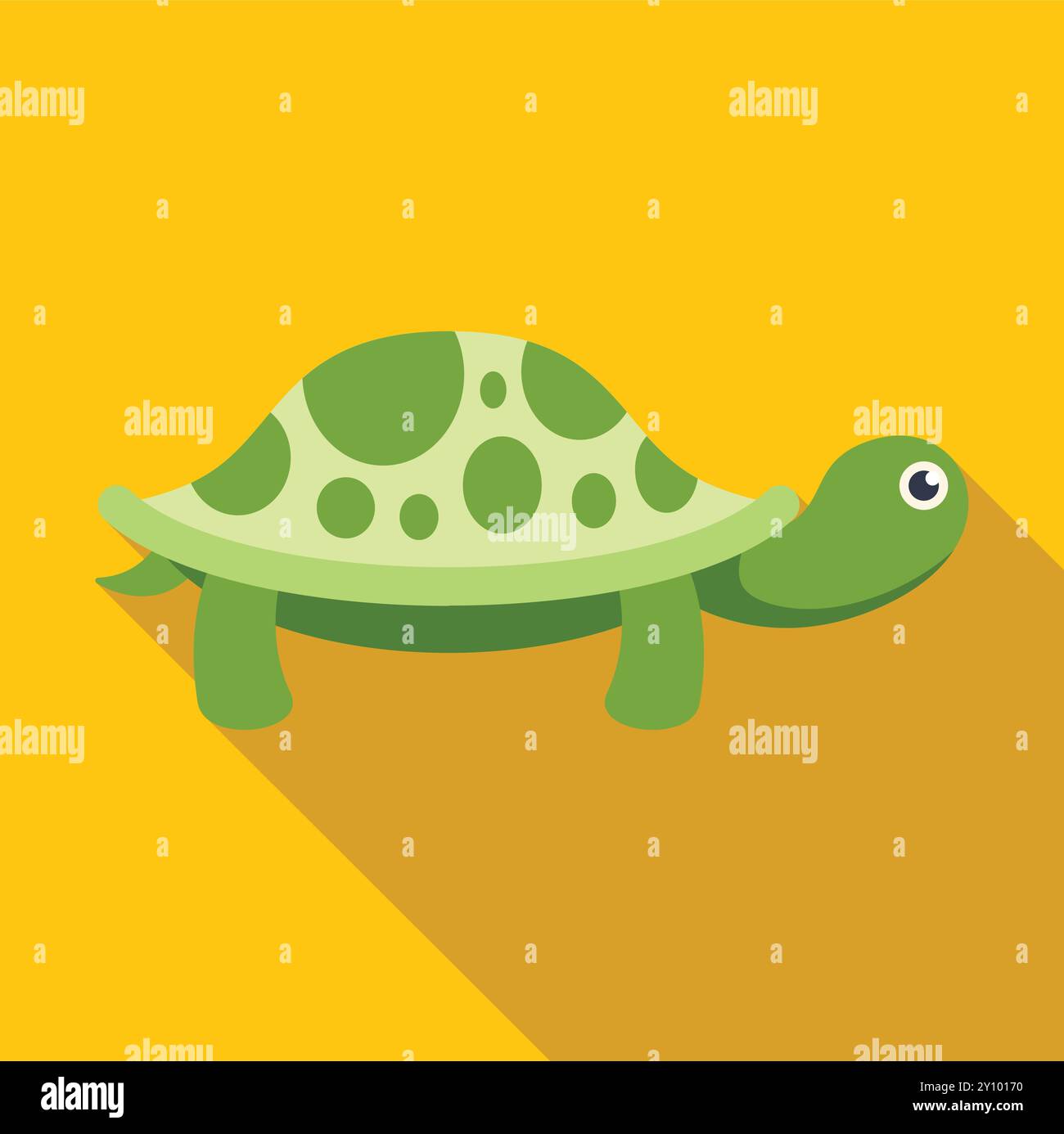 Minimalist vector illustration of a green turtle walking from left to ...