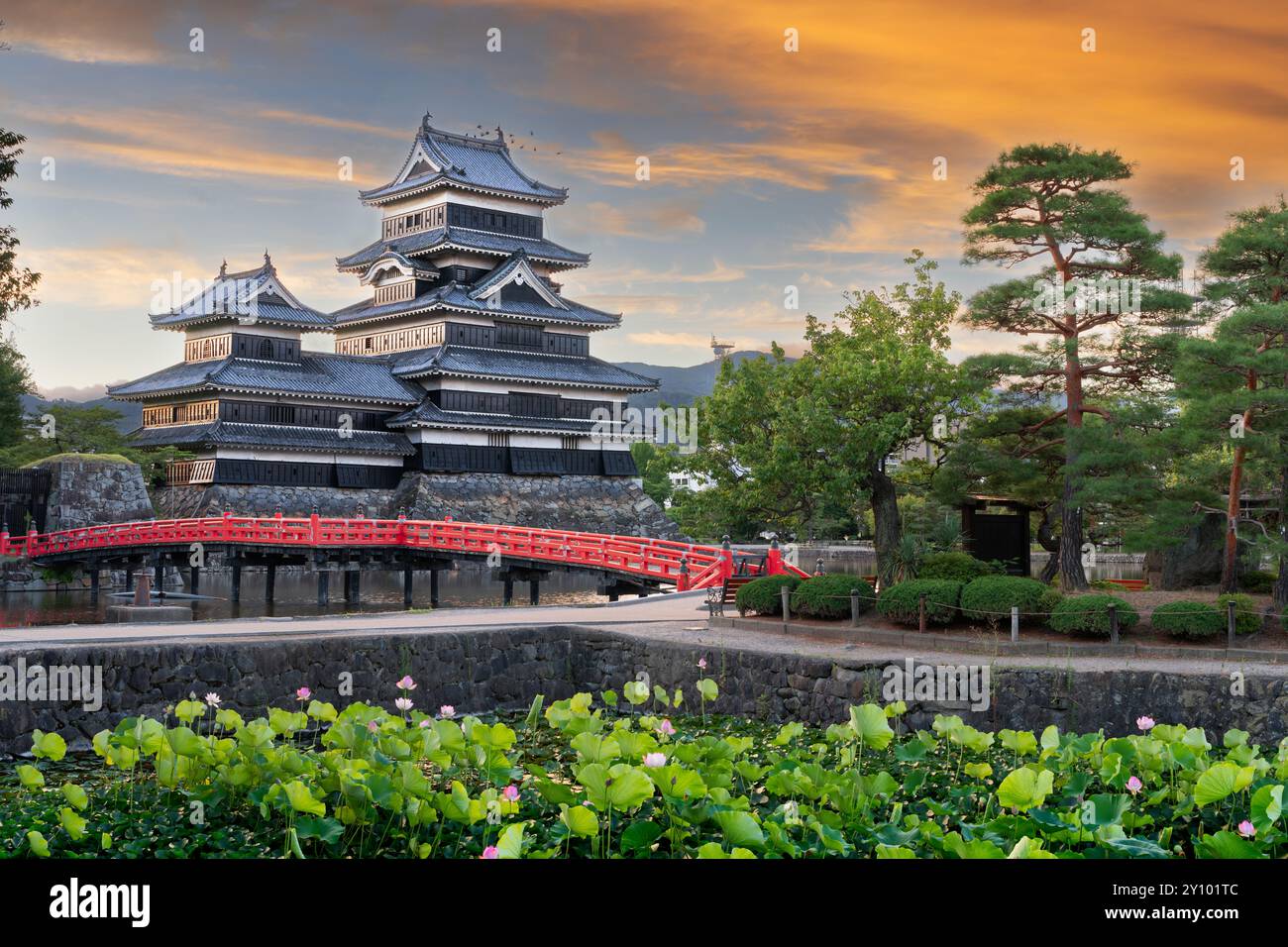 The historic Matsumoto Castle in Matsumoto, Japan at dawn Stock Photo ...