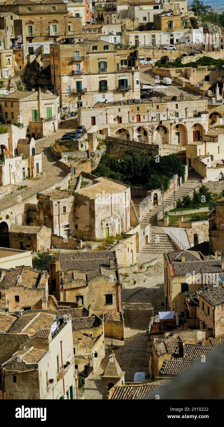 Vicoli e monumenti della città di Matera, Basilicata, Italia Stock ...