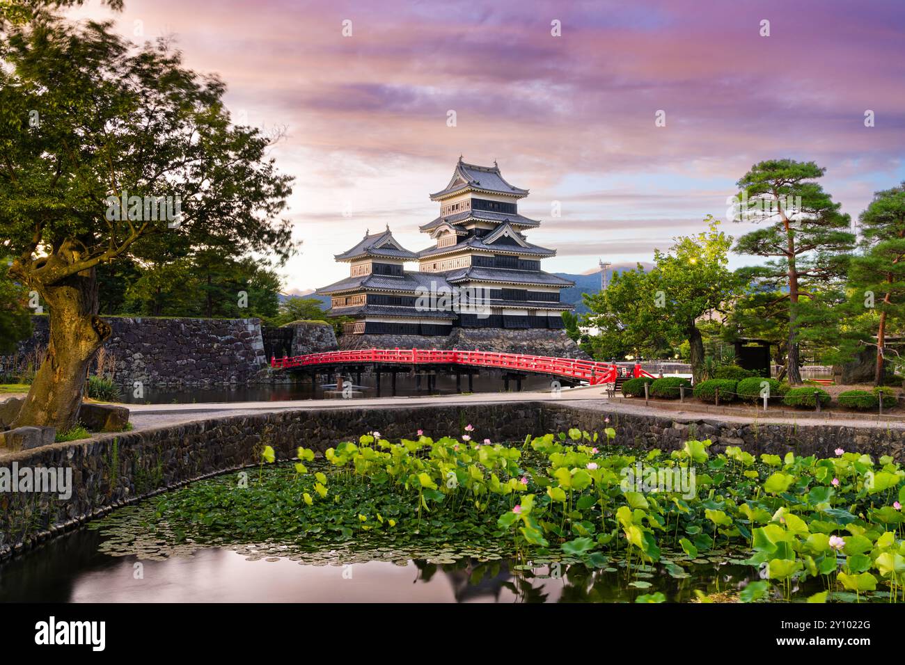 The historic Matsumoto Castle in Matsumoto, Japan at dawn Stock Photo ...