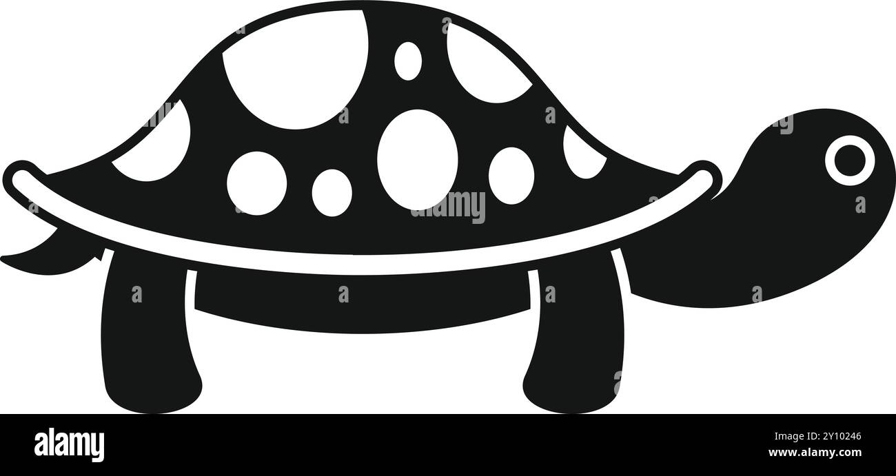 Simple black and white spotted turtle walking to the right of the frame ...