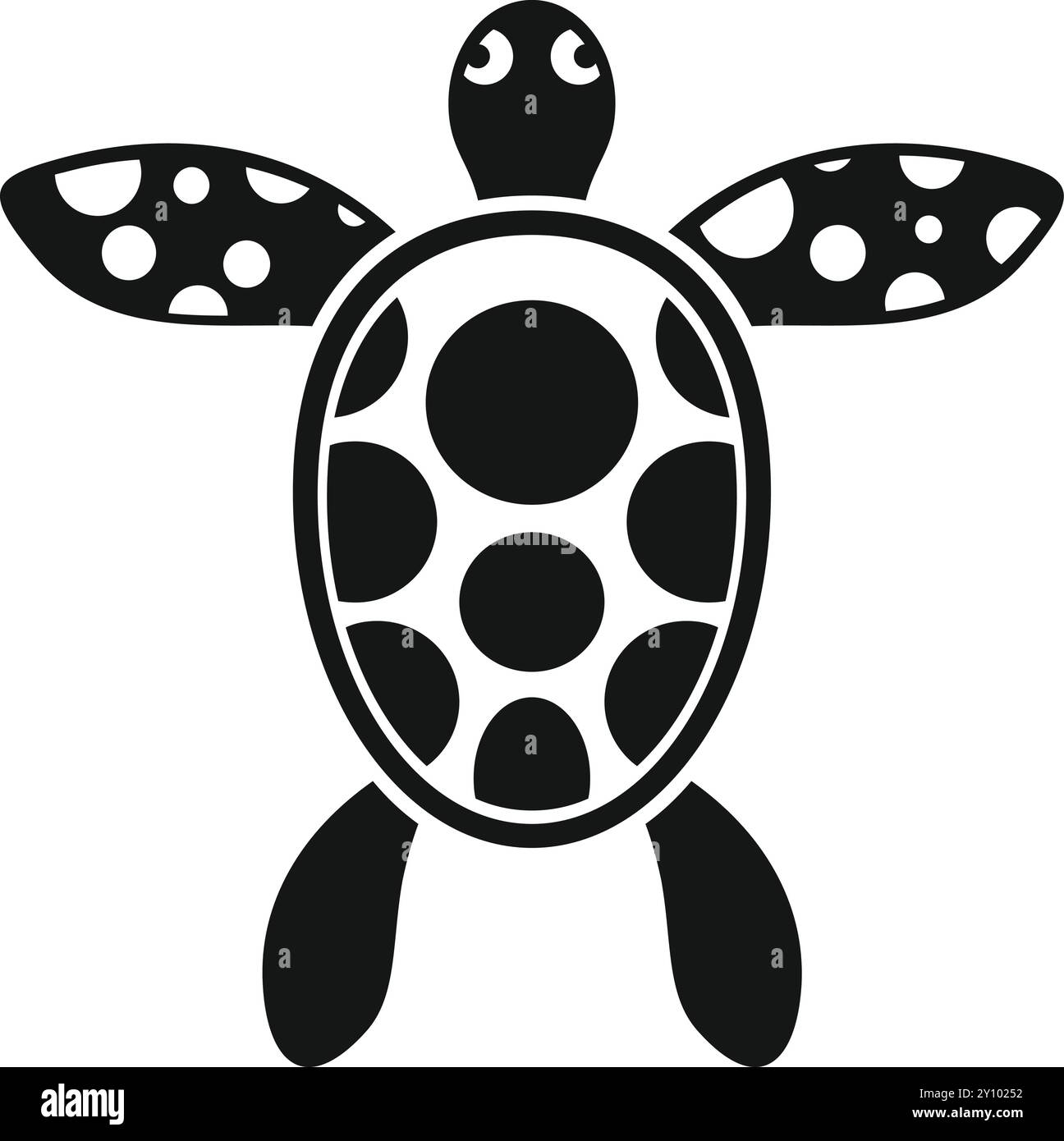 Simple icon of a sea turtle swimming with a pattern of dots on its ...