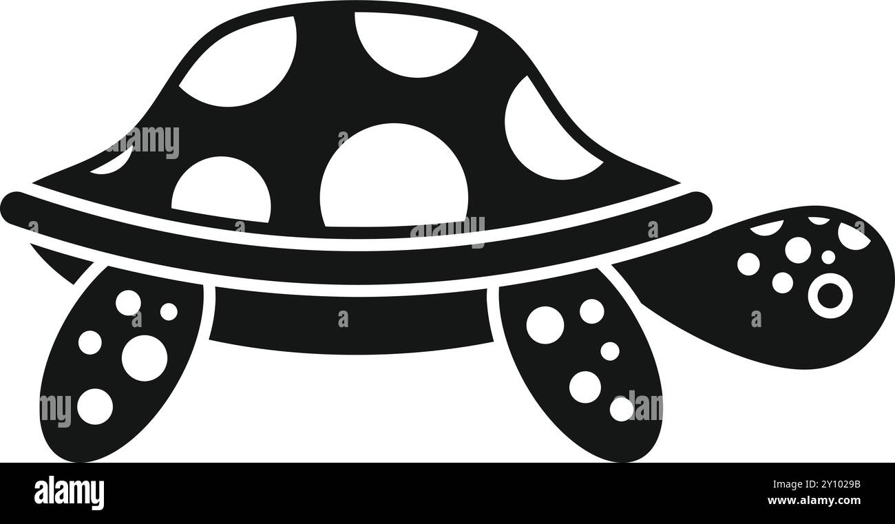 Simple vector icon of a turtle with a spotted shell walking from side ...
