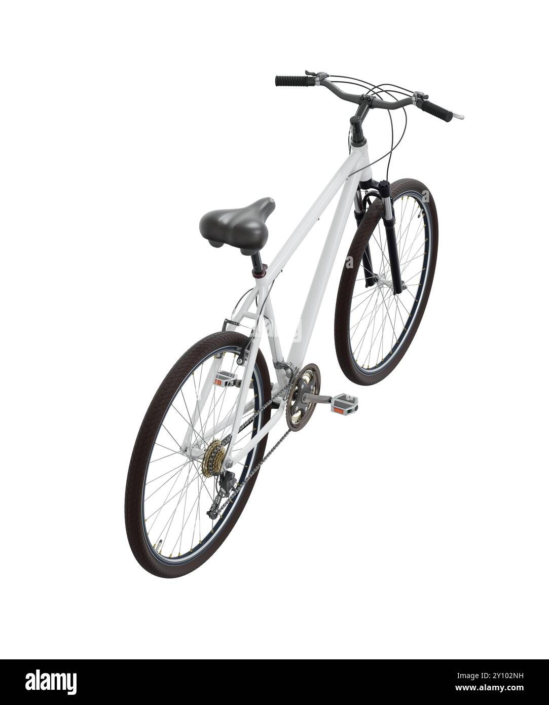 White bicycle, top back view isolated on white background, 3D ...