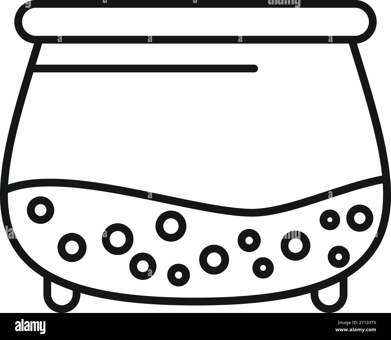 Line art vector icon of a bubbling witch's cauldron, perfect for ...