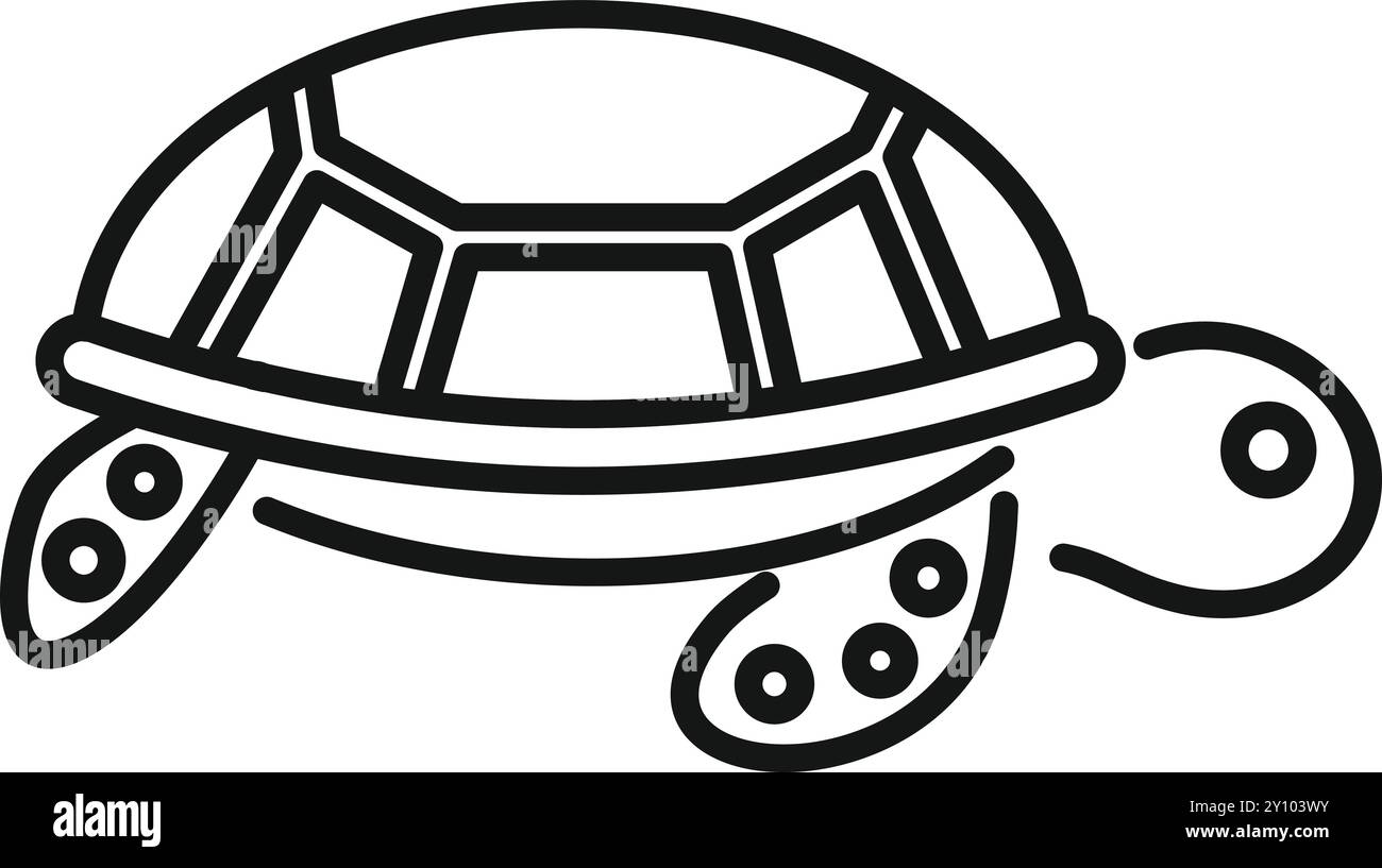 Simple line drawing of a turtle walking slowly to the right of the ...