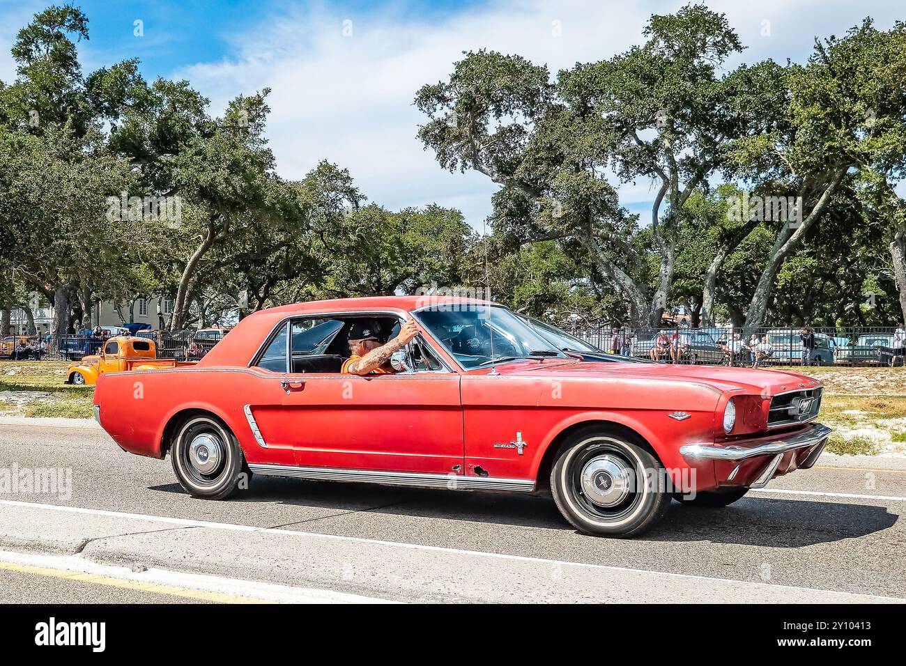 Gulfport, MS - October 07, 2023: Wide angle side view of a 1964 Ford ... Gulfport, MS - October 07, 2023: Wide angle side view of a 1964 Ford ...