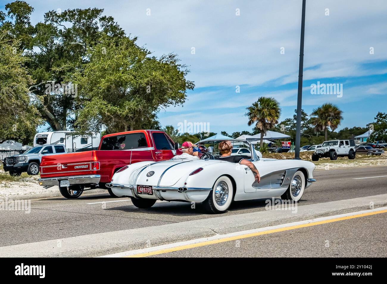 Gulfport, MS - October 07, 2023: Wide angle rear corner view of a 1960 ...