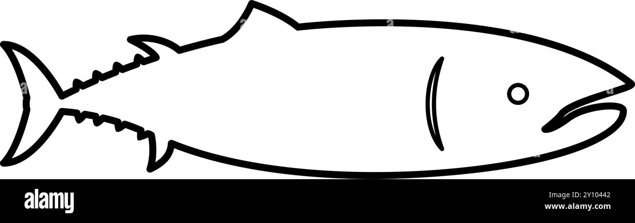Tuna fish contour outline line icon black color vector illustration ...