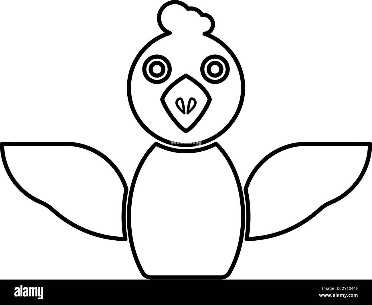 Cockerel chick bird young poultry concept contour outline line icon ...
