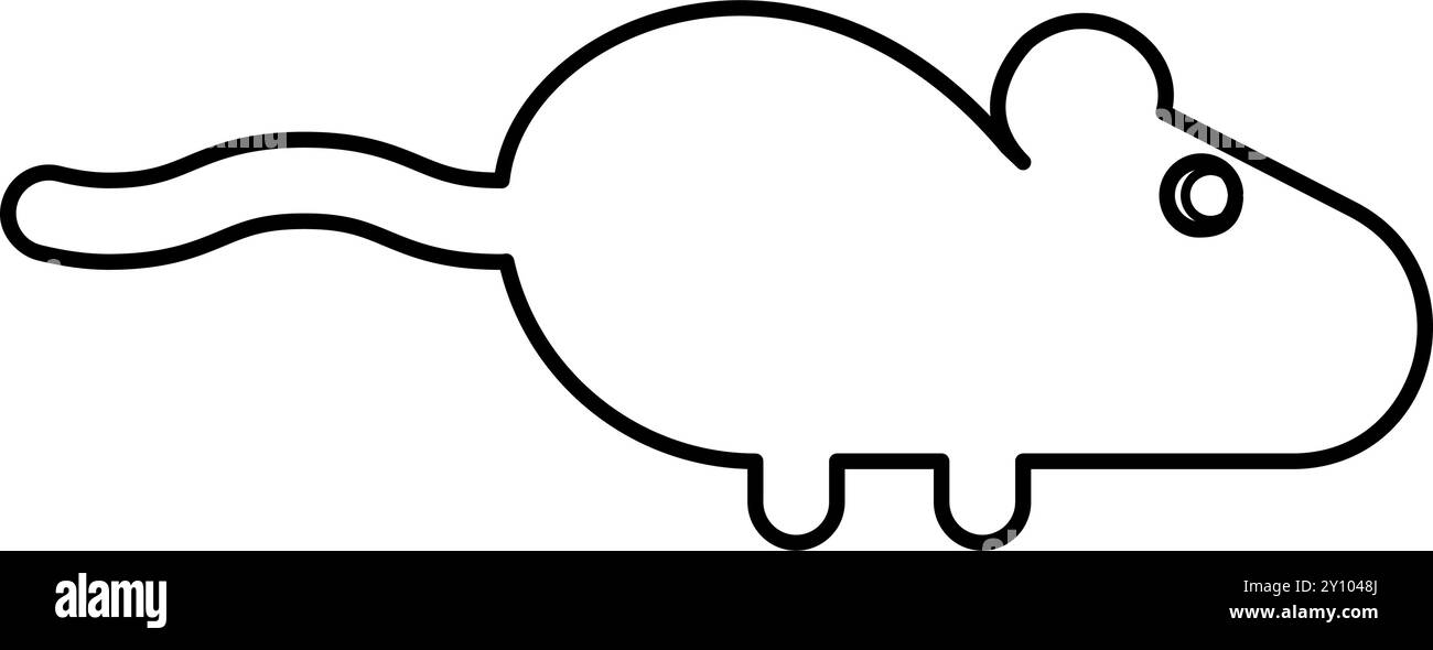 Mouse silhouette rodent contour outline line icon black color vector ...