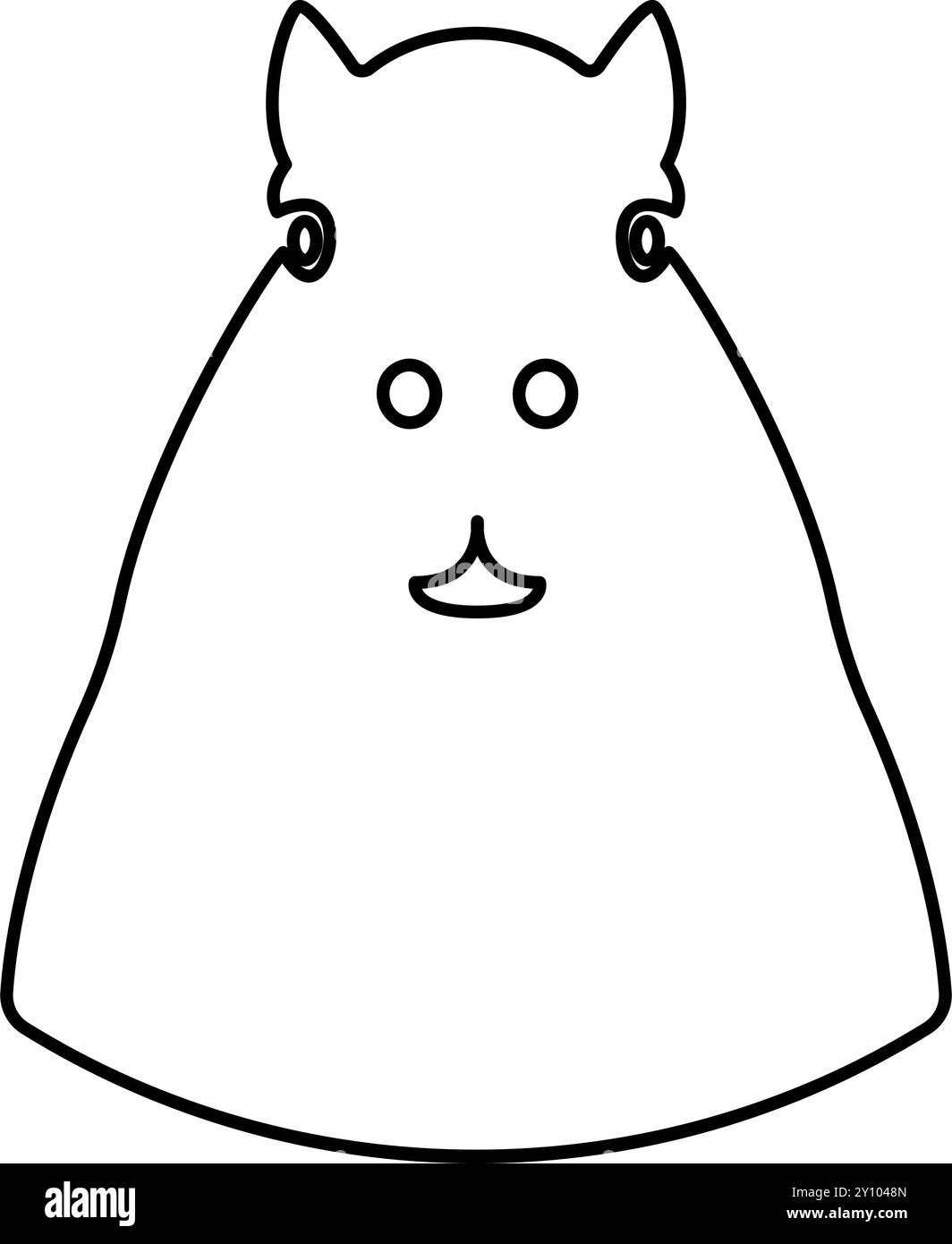 Capybara head contour outline line icon black color vector illustration ...