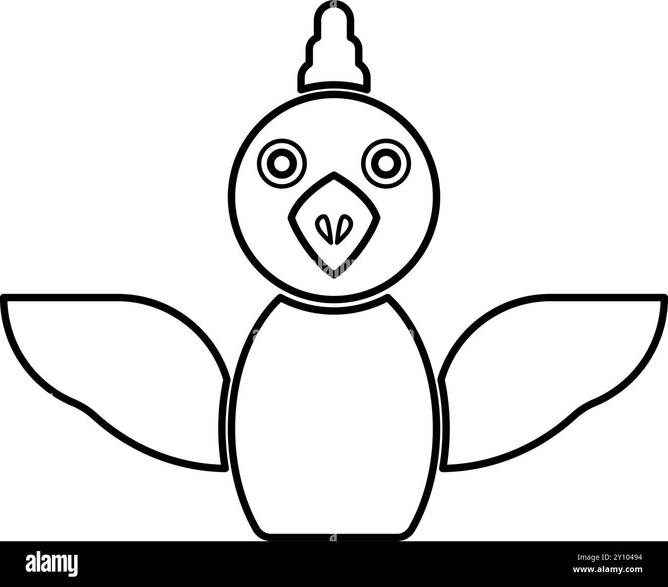 Cockerel chick bird young poultry concept contour outline line icon ...