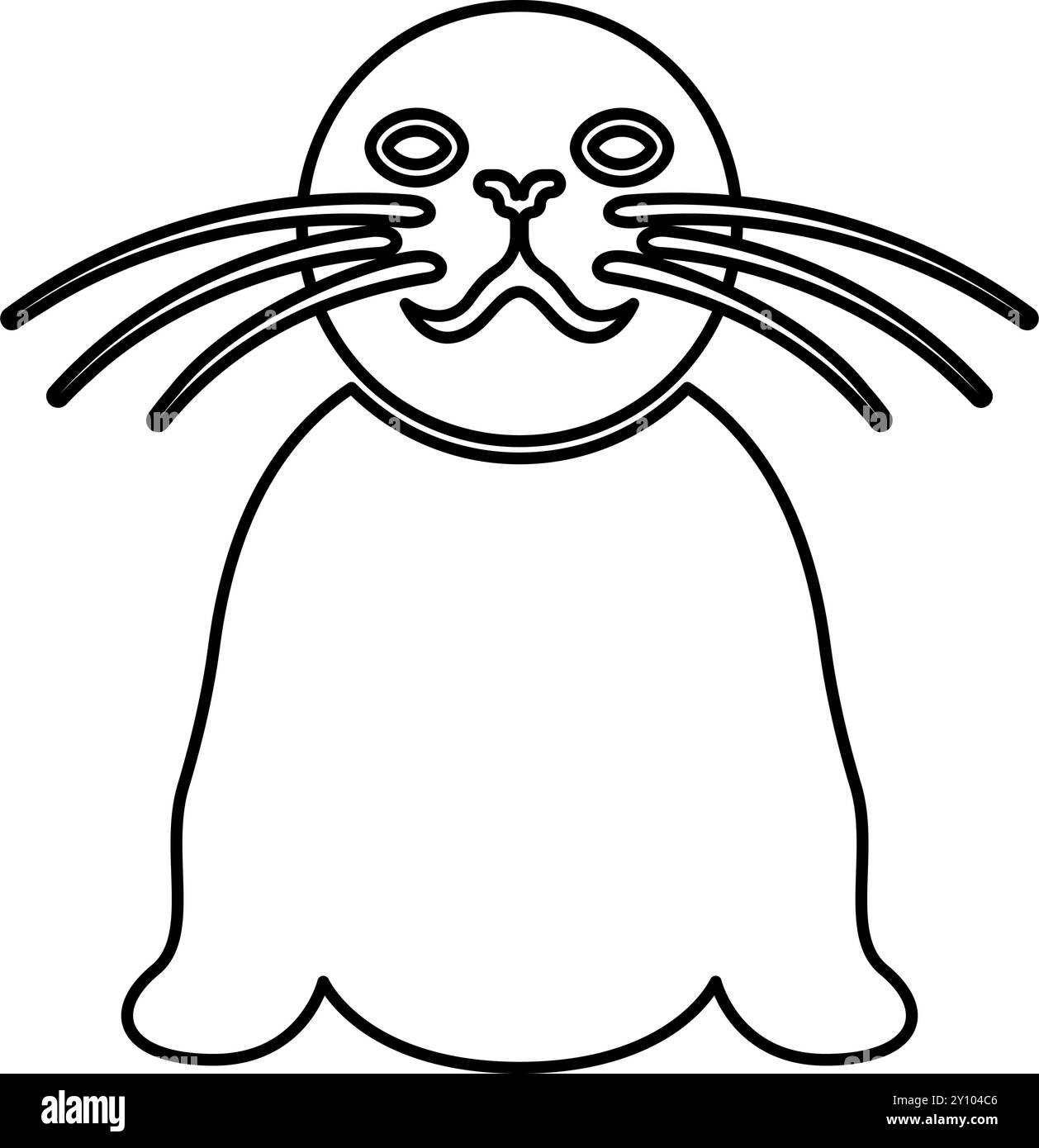 Seal contour outline line icon black color vector illustration image ...