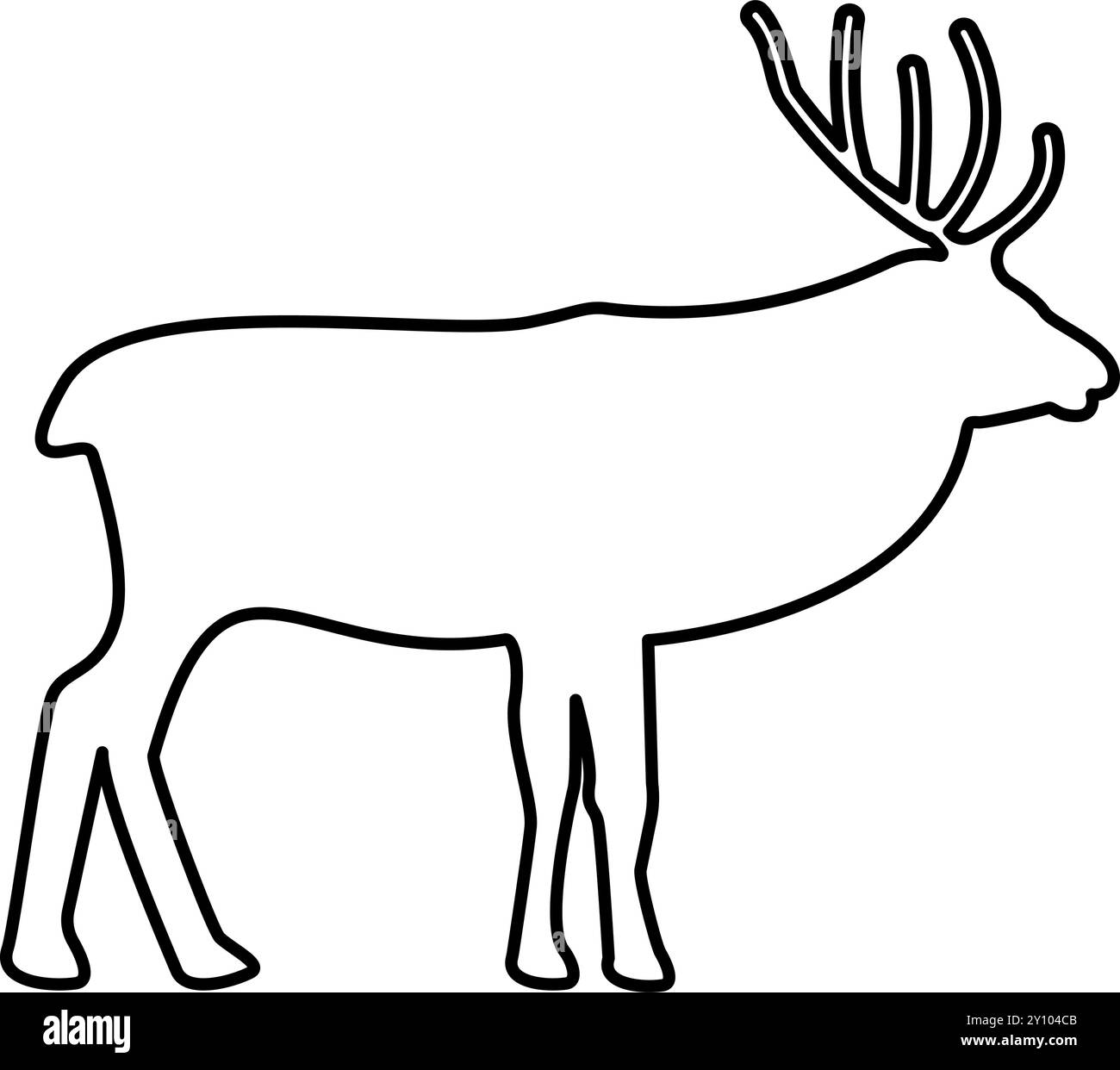 Deer stag contour outline line icon black color vector illustration ...