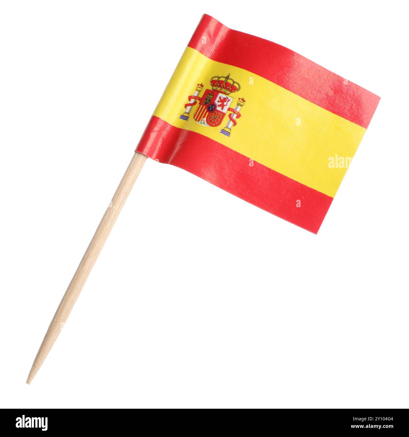 Small paper flag of Spain isolated on white Stock Photo - Alamy