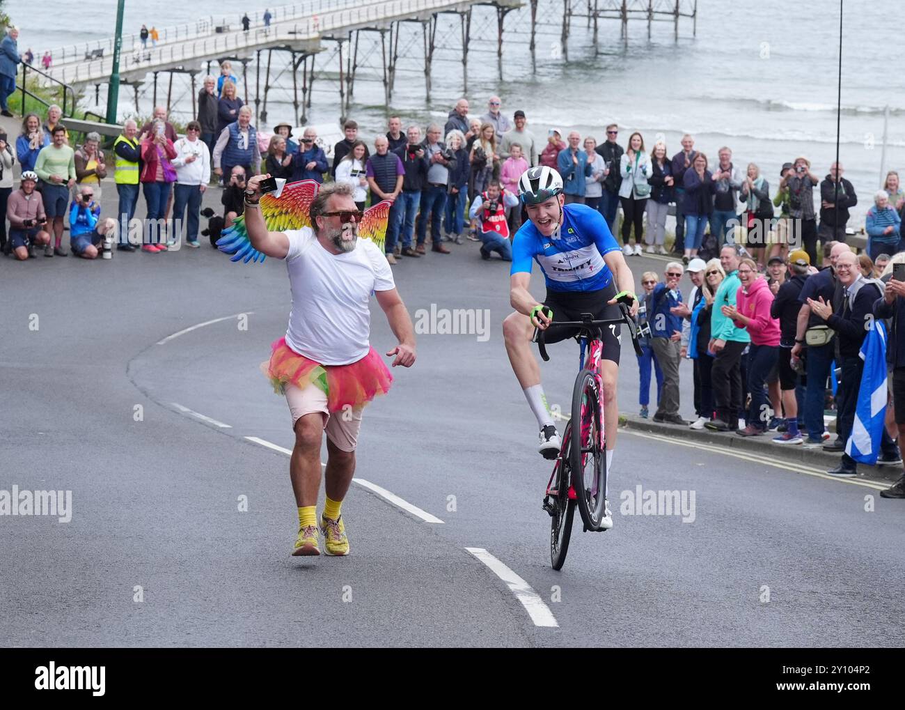 Leaders come up Saltburn Bank during stage two of the 2024 Lloyds Bank ...