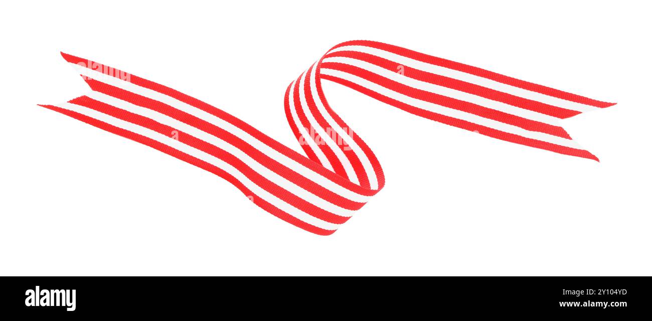 One striped ribbon isolated on white, top view Stock Photo - Alamy