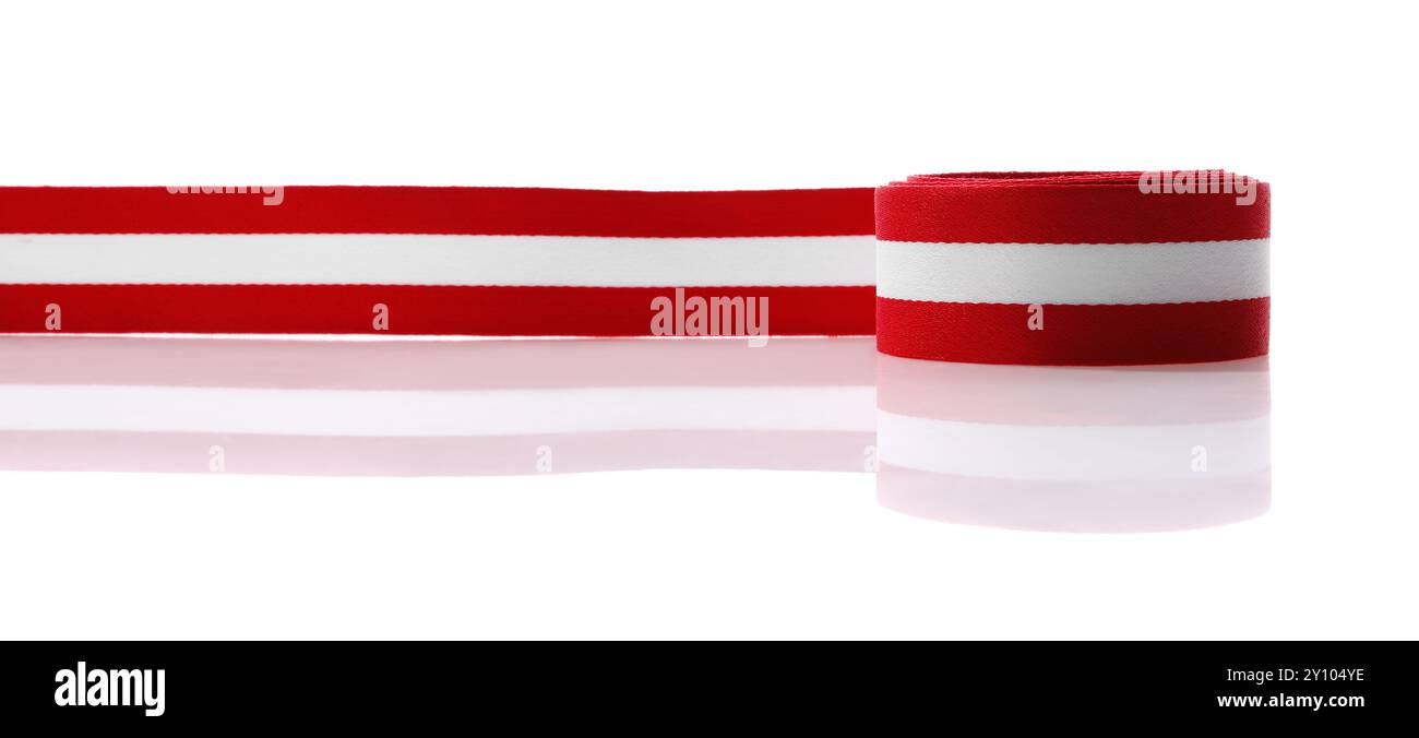 Ribbon in colors of Austrian flag isolated on white Stock Photo - Alamy
