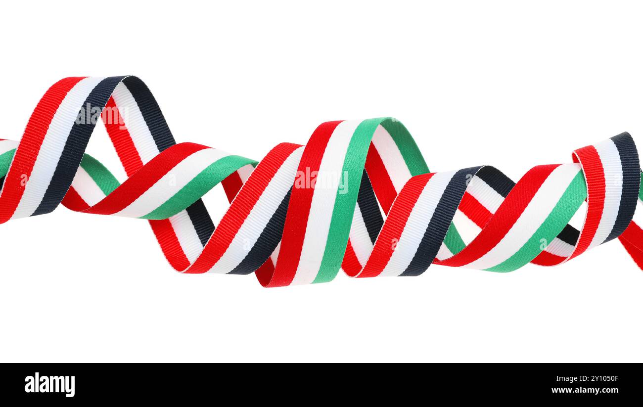 Ribbons in colors of different flags isolated on white, top view Stock ...