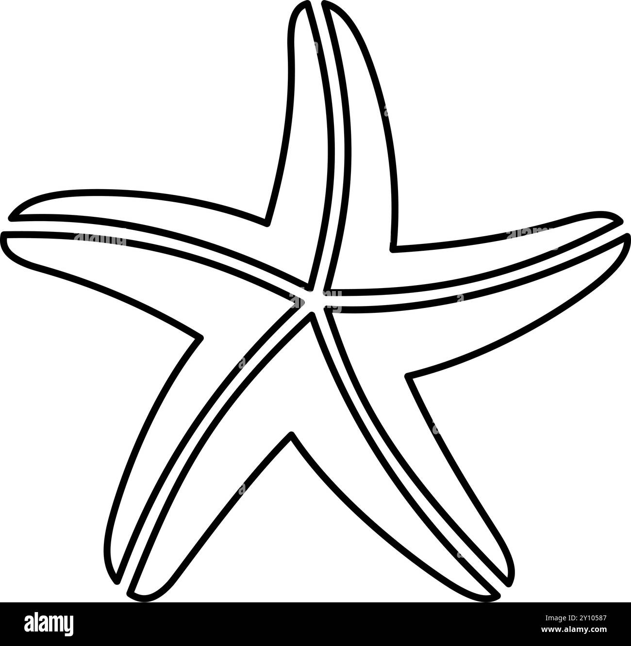 Starfish sea star contour outline line icon black color vector ...