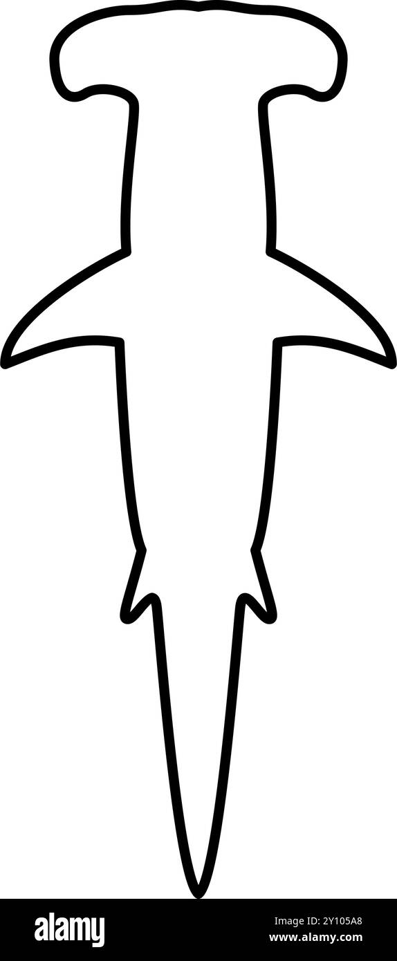 Shark Hammer Head Contour Outline Line Icon Black Color Vector Illustration Image Thin Flat