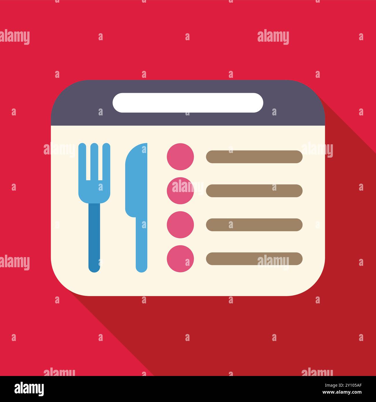 Simple icon of a restaurant menu displaying food choices with a fork ...