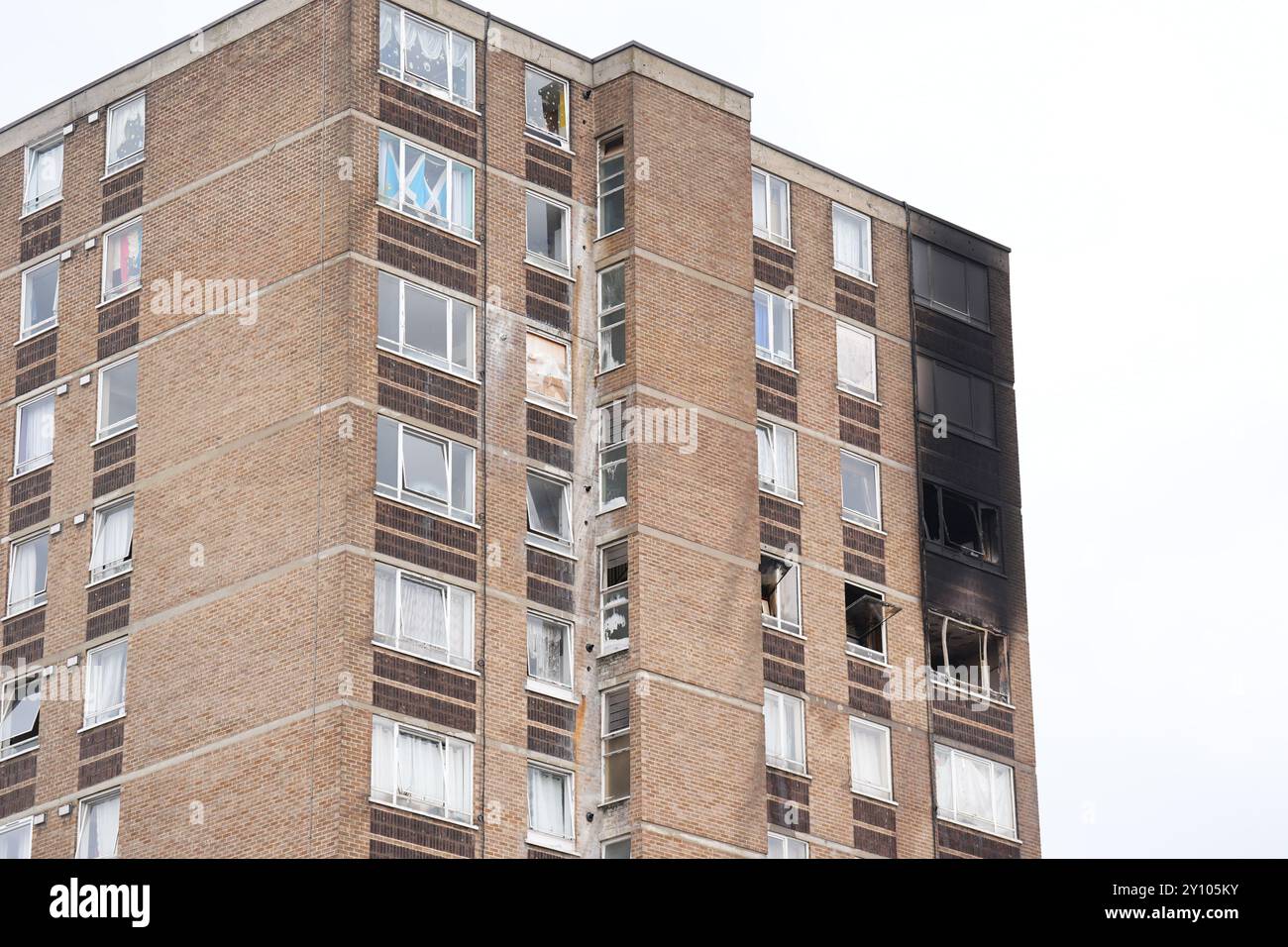 The scene following a fire in a tower block in Catford, south-east ...