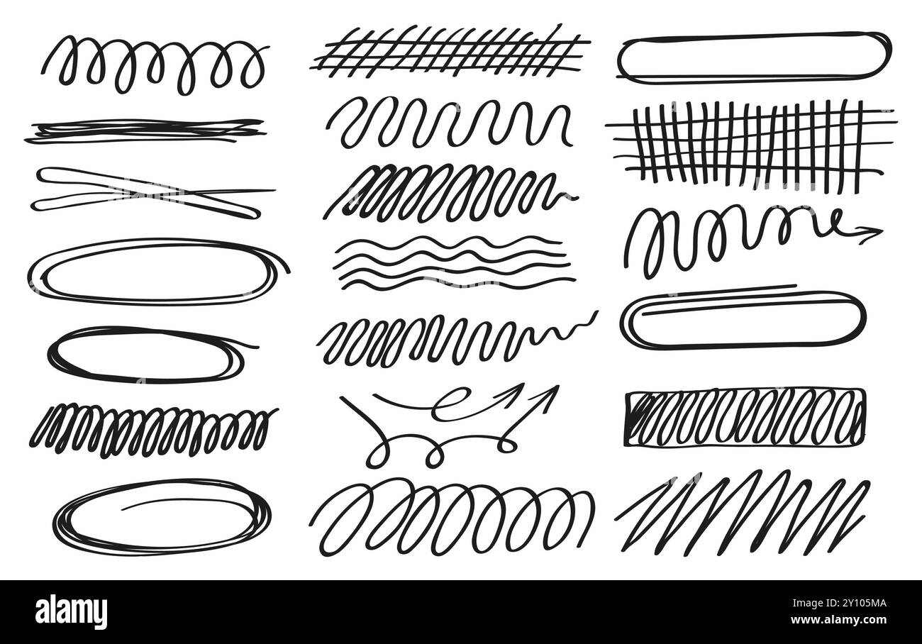 This vector illustration features a doodle-style set of linear ...