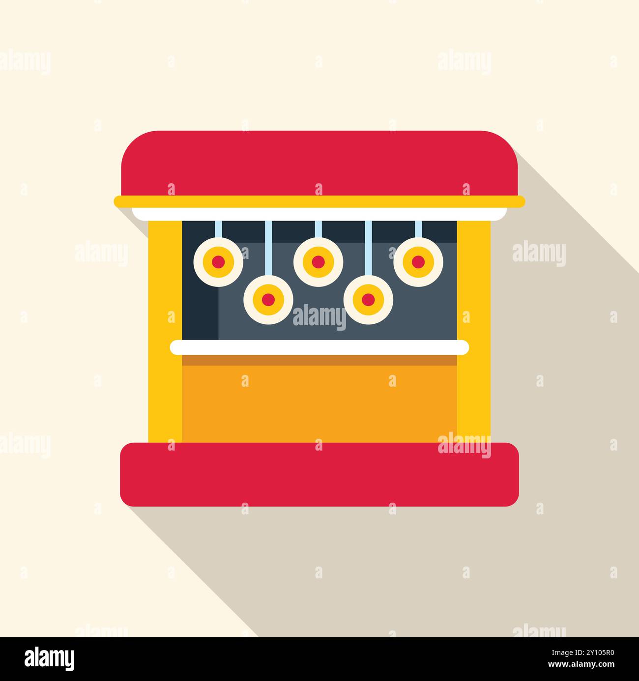 Shooting gallery game booth with hanging targets at amusement park or ...